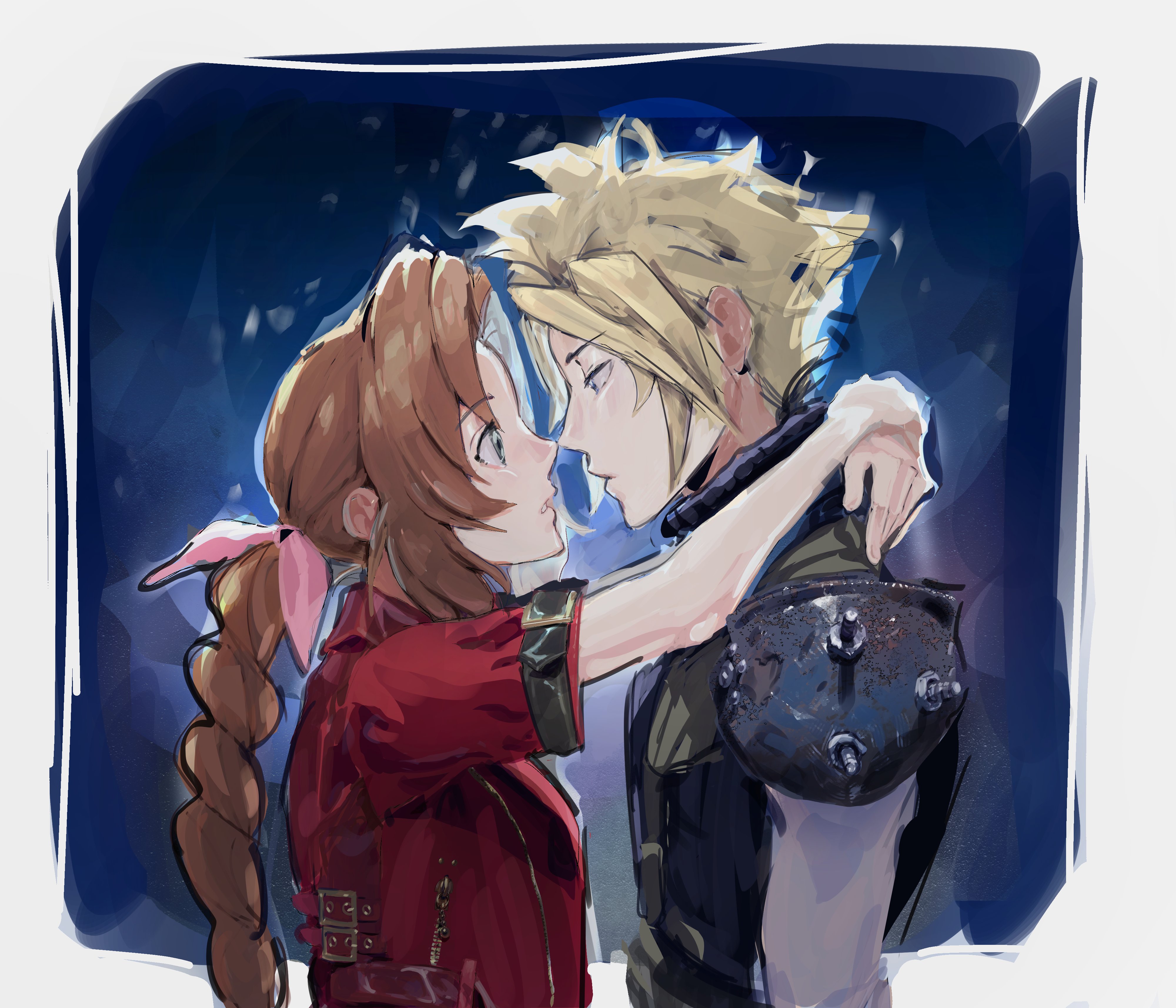 The Big ImageBoard (TBIB) - 1boy 1girl absurdres aerith gainsborough armor arms around neck ...