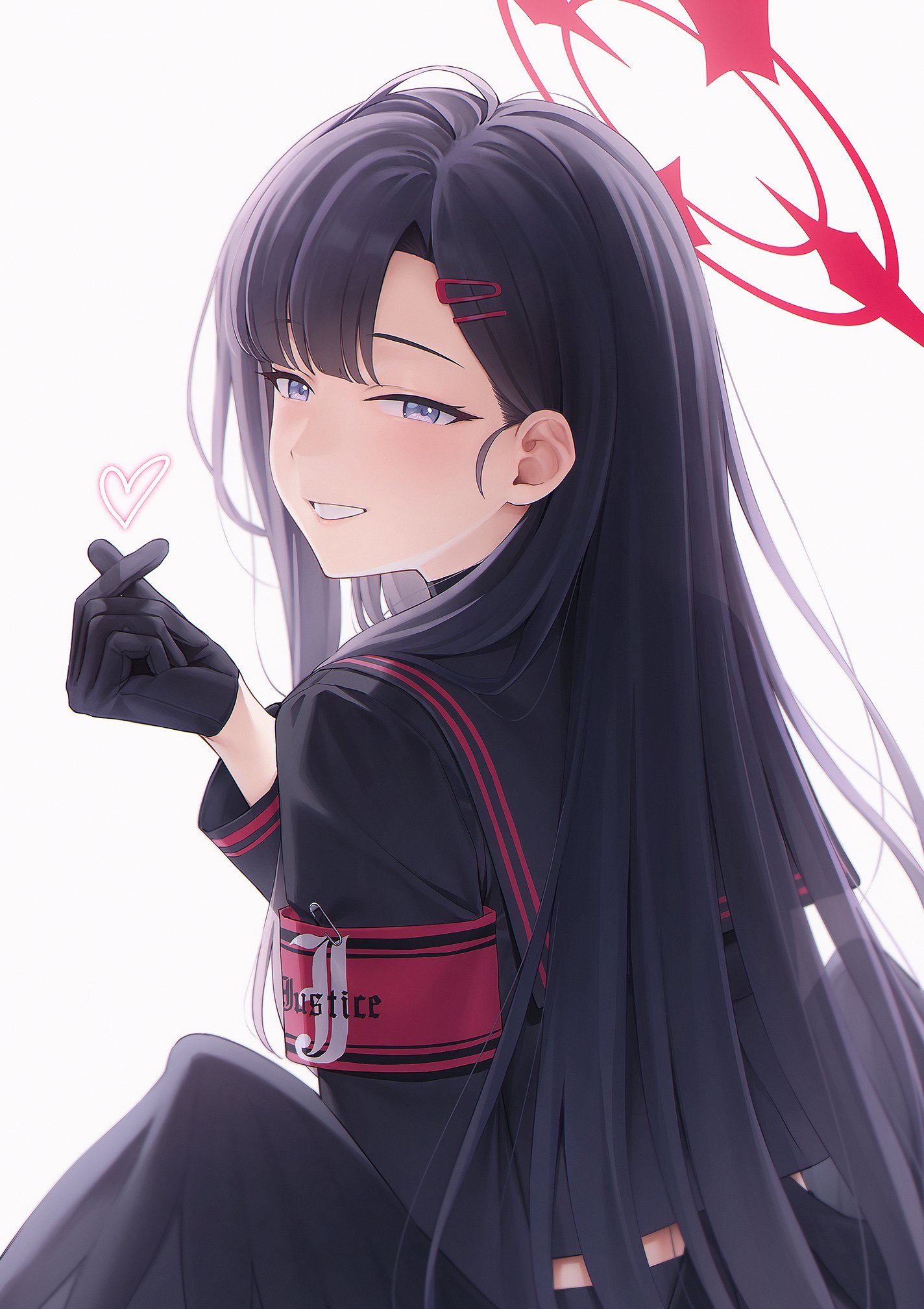 The Big ImageBoard (TBIB) - 1girl armband black gloves black hair black serafuku black wings ...