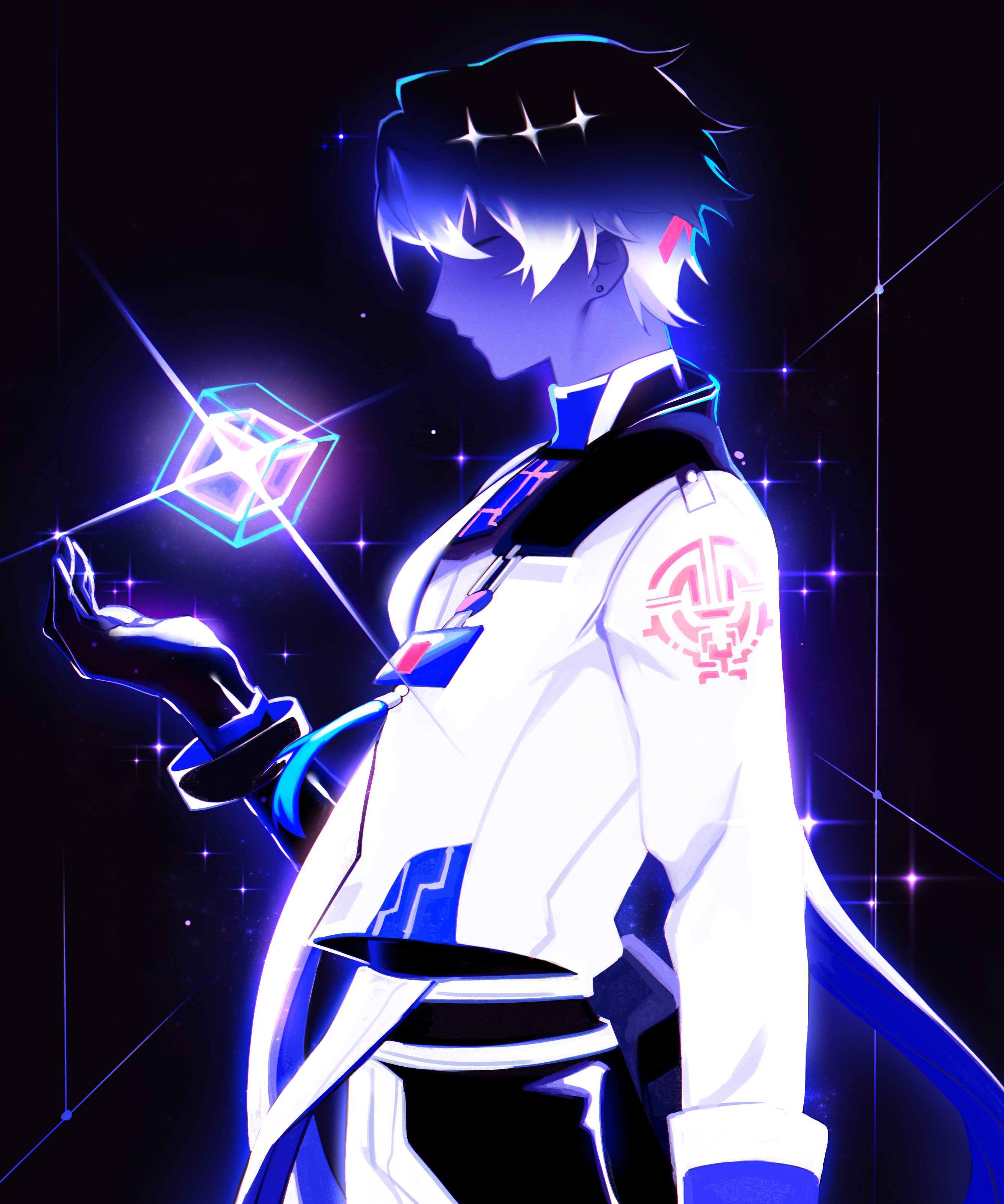 The Big ImageBoard (TBIB) - 1boy absurdres cevy (creepysyrup) cube earrings glowing highres id ...