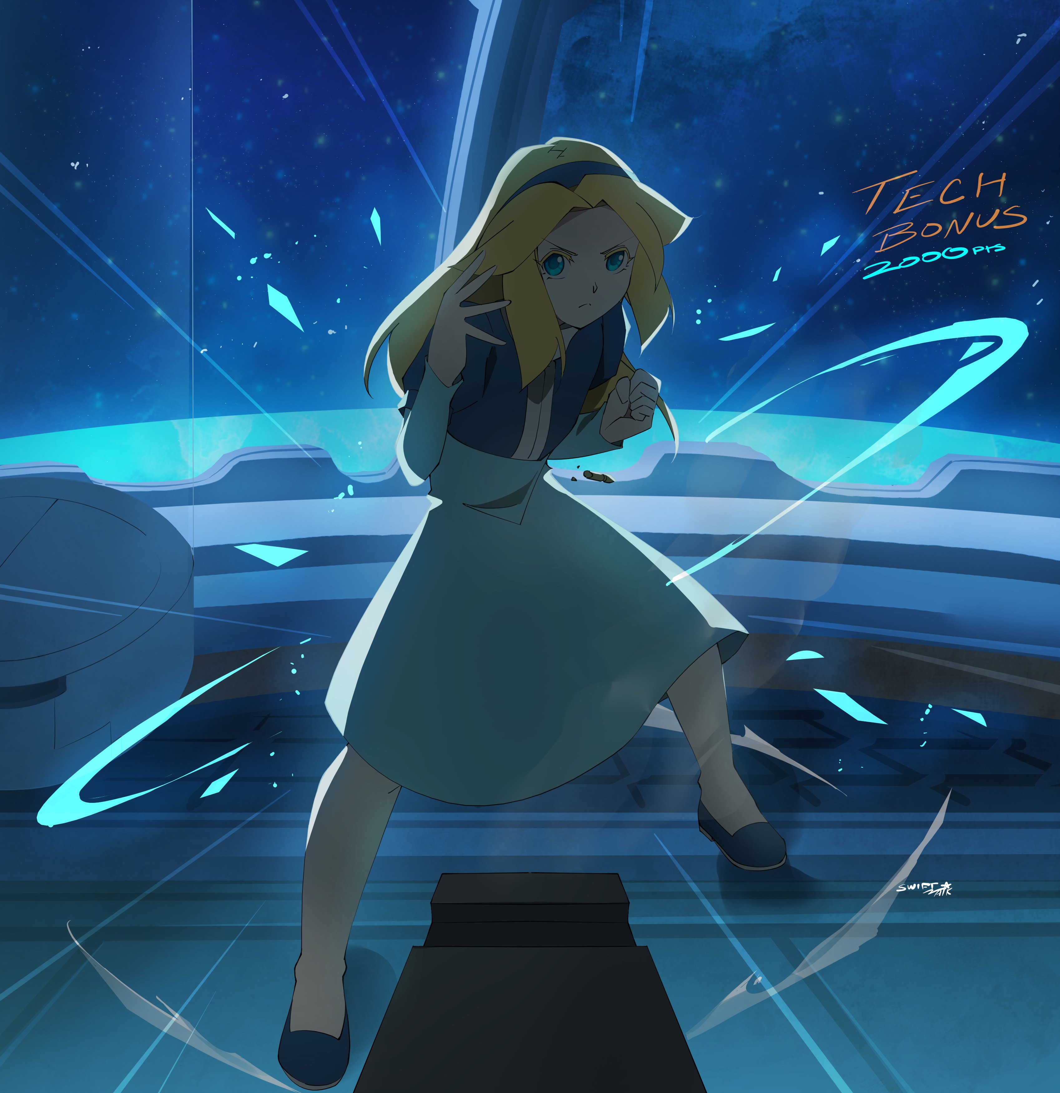 The Big ImageBoard (TBIB) - 1girl absurdres blonde hair blue dress blue eyes blue footwear blue ...