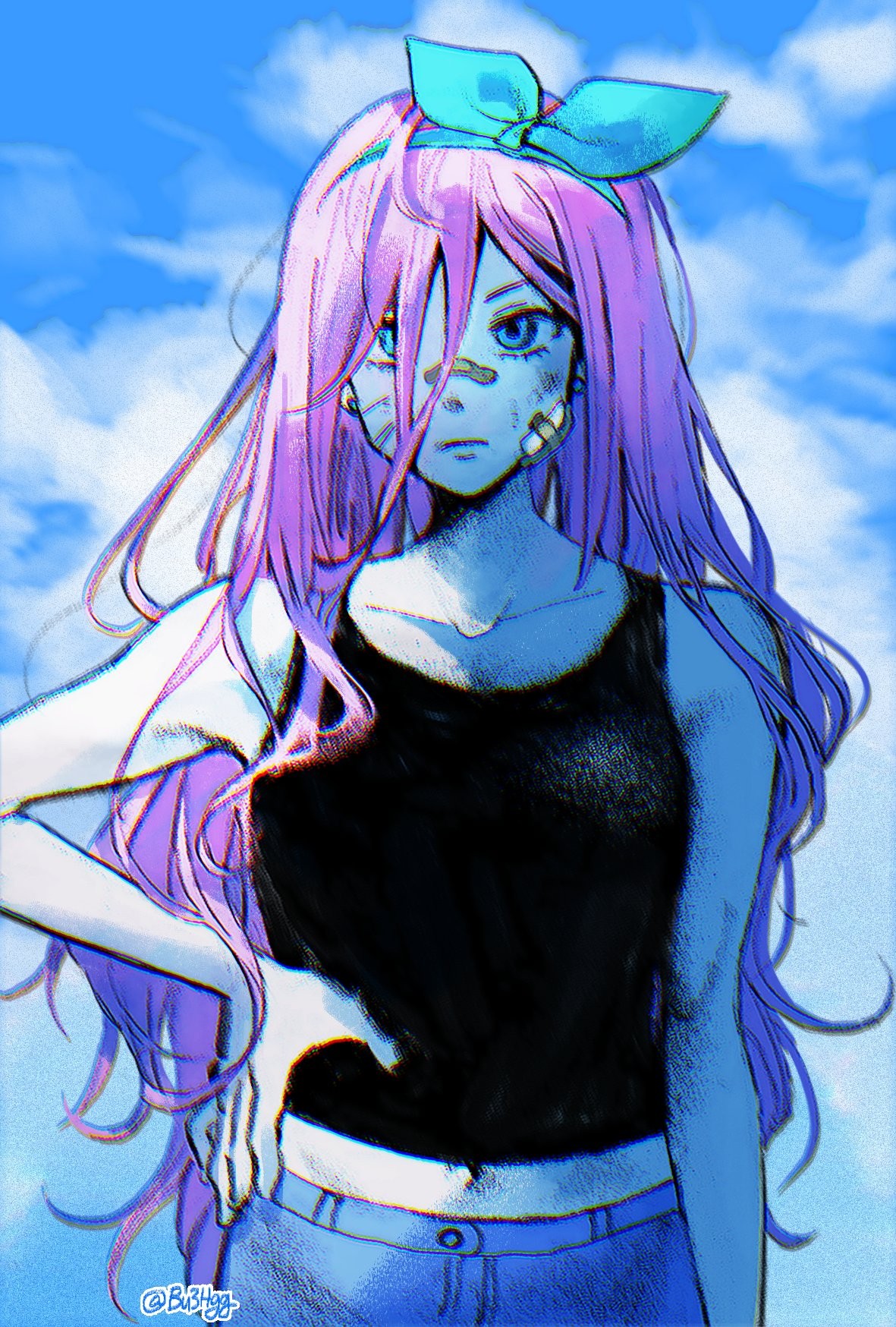 The Big ImageBoard (TBIB) - 1girl aubrey (faraway) (omori) aubrey (omori) bandaid bandaid on ...