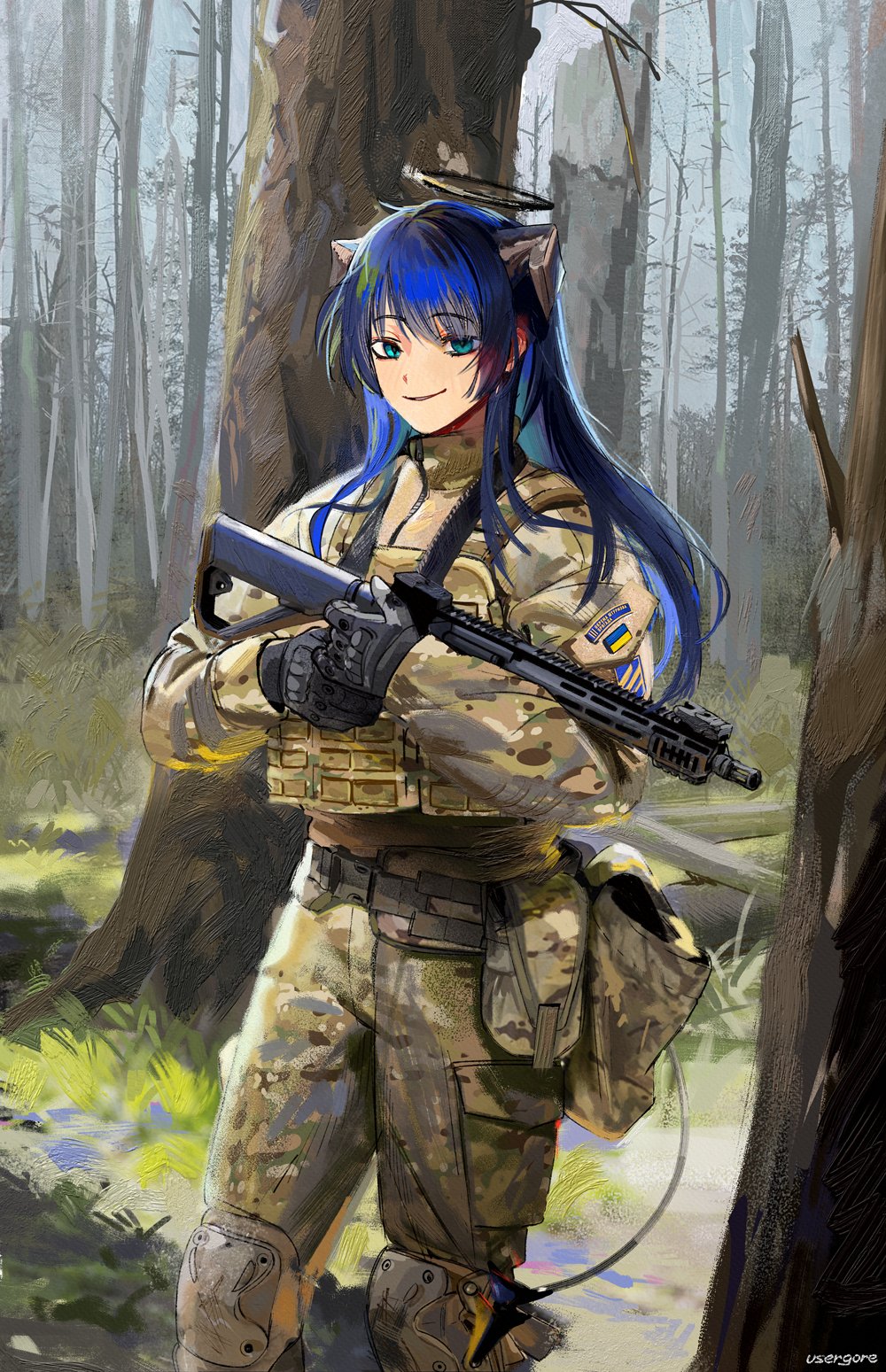 The Big ImageBoard (TBIB) - 1girl 3rd assault brigade arknights blue hair bulletproof vest ...