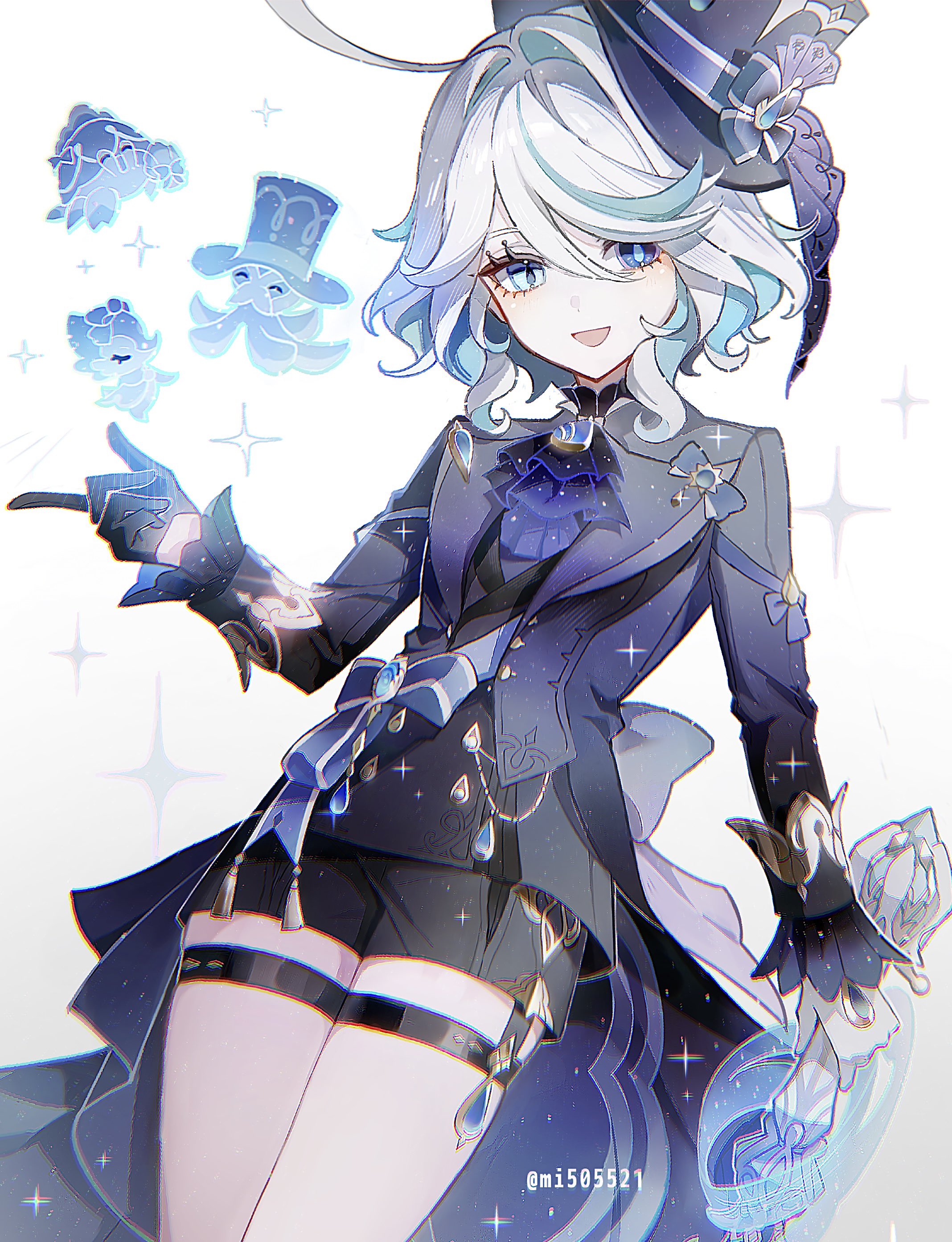 The Big ImageBoard (TBIB) - 1girl absurdres ahoge ascot black coat black hat black shirt black ...