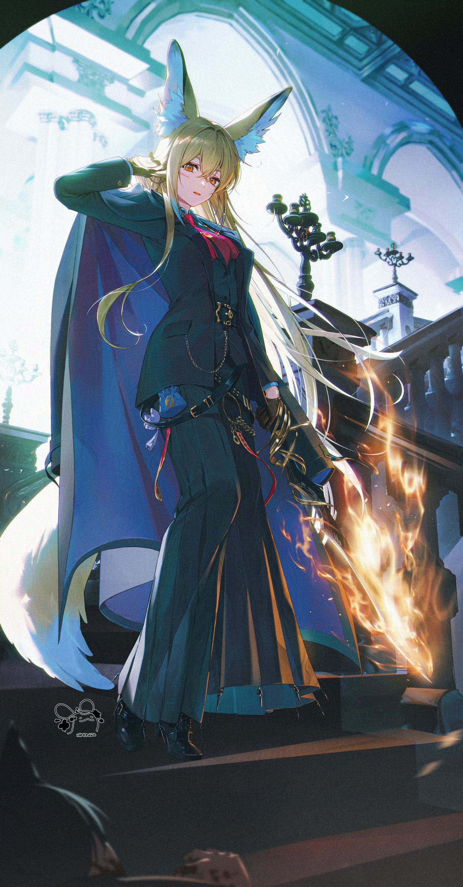 The Big ImageBoard (TBIB) - 1girl absurdres animal ear fluff animal ears arch arknights arm up ...