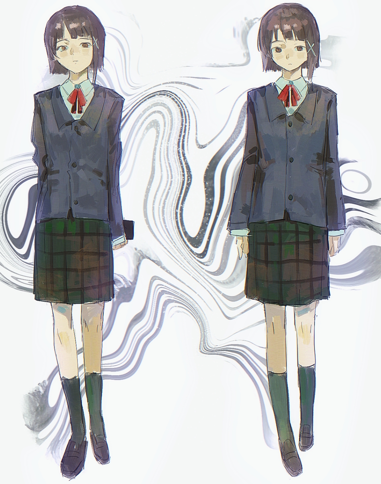 The Big ImageBoard (TBIB) - 1girl asymmetrical hair black footwear black socks blazer blue ...