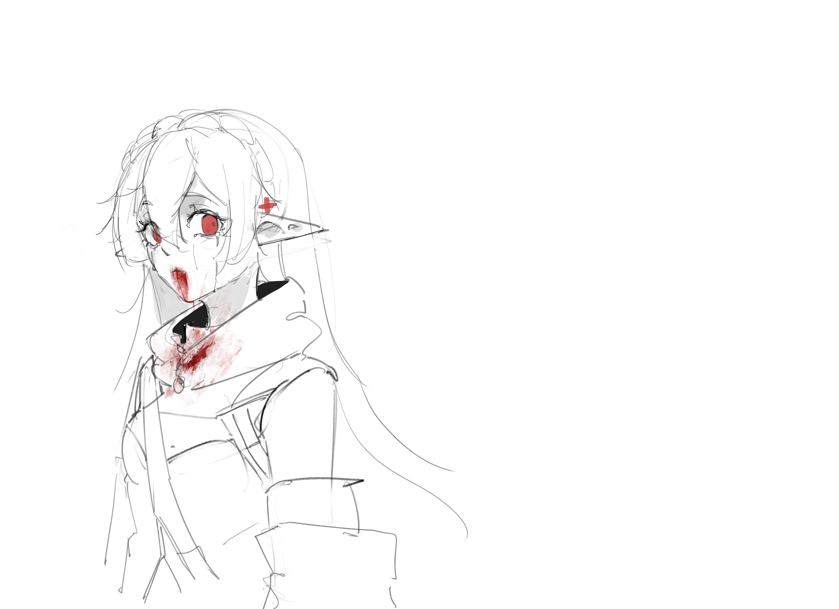 The Big ImageBoard (TBIB) - 1girl absurdres arknights blood blood on clothes blood on face ...