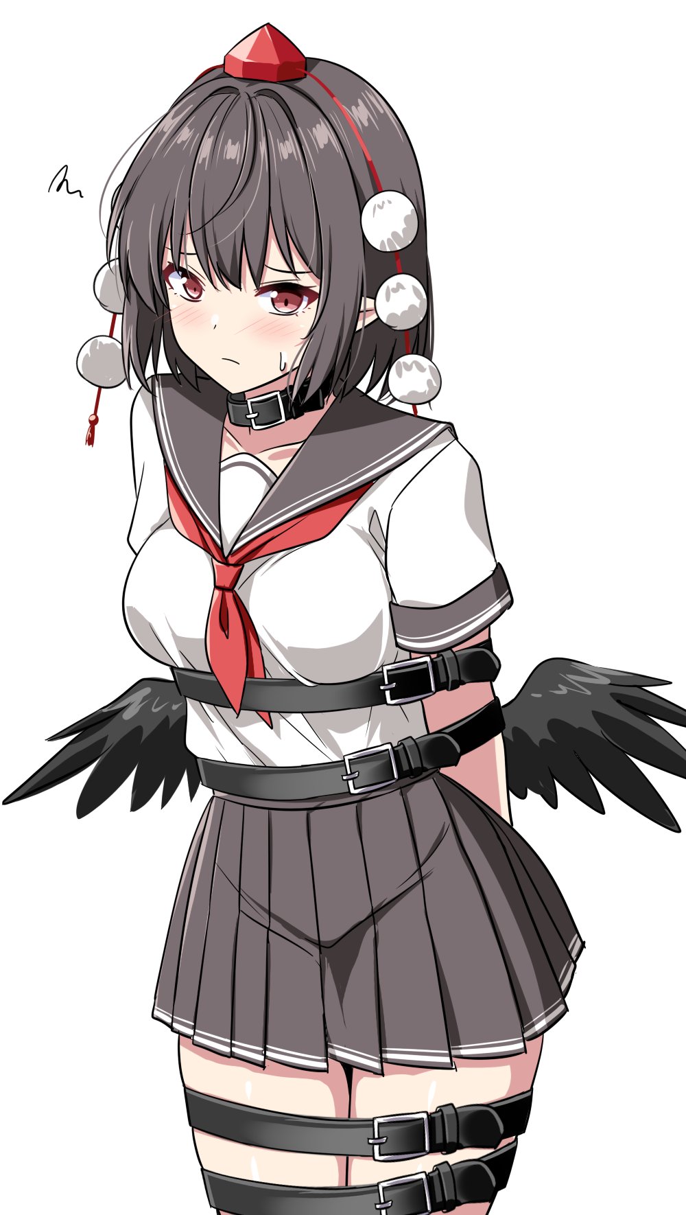 The Big ImageBoard (TBIB) - 1girl alternate costume arms behind back bdsm belt belt collar bird ...