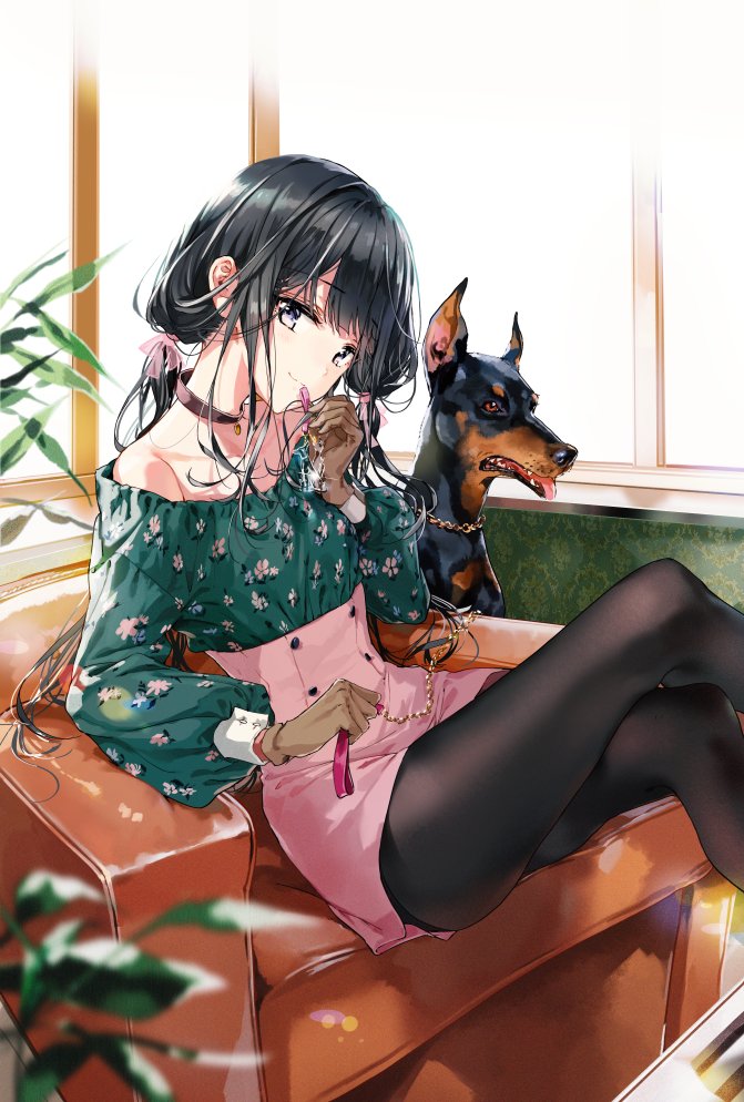 The Big Imageboard Tbib Adagaki Aki Bare Shoulders Black Hair Black