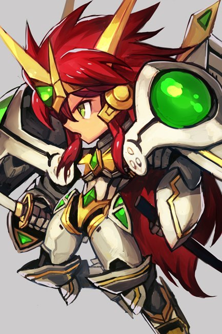 The Big ImageBoard (TBIB) - 1girl armor chibi from side gauntlets green ...