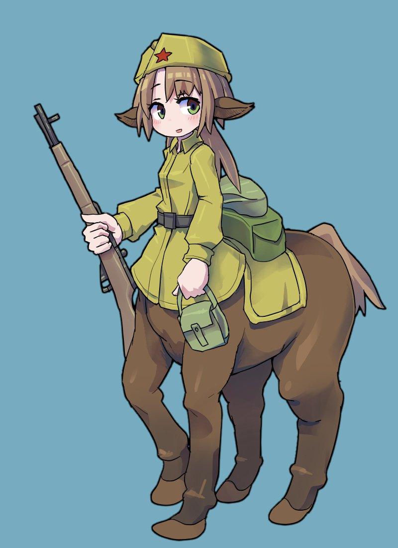 The Big ImageBoard (TBIB) - 1girl animal ears blue background brown ...