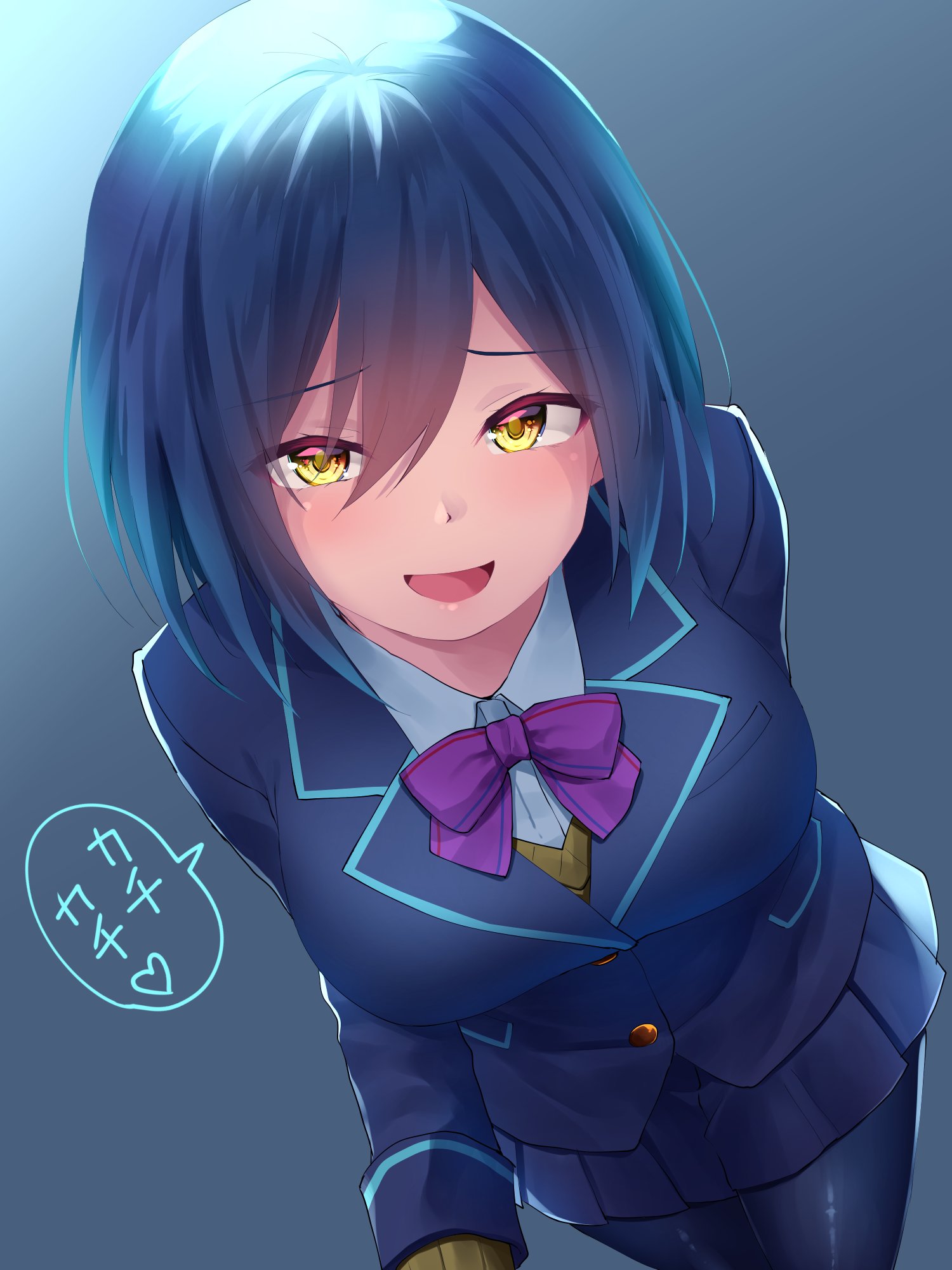 The Big ImageBoard (TBIB) - bangs blazer blue jacket blue skirt blush bow bowtie breasts ...