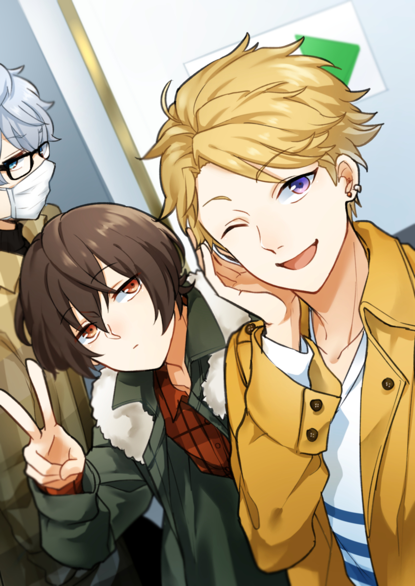 The Big ImageBoard (TBIB) - 3boys blonde hair brown hair glasses male male focus purple eyes ...