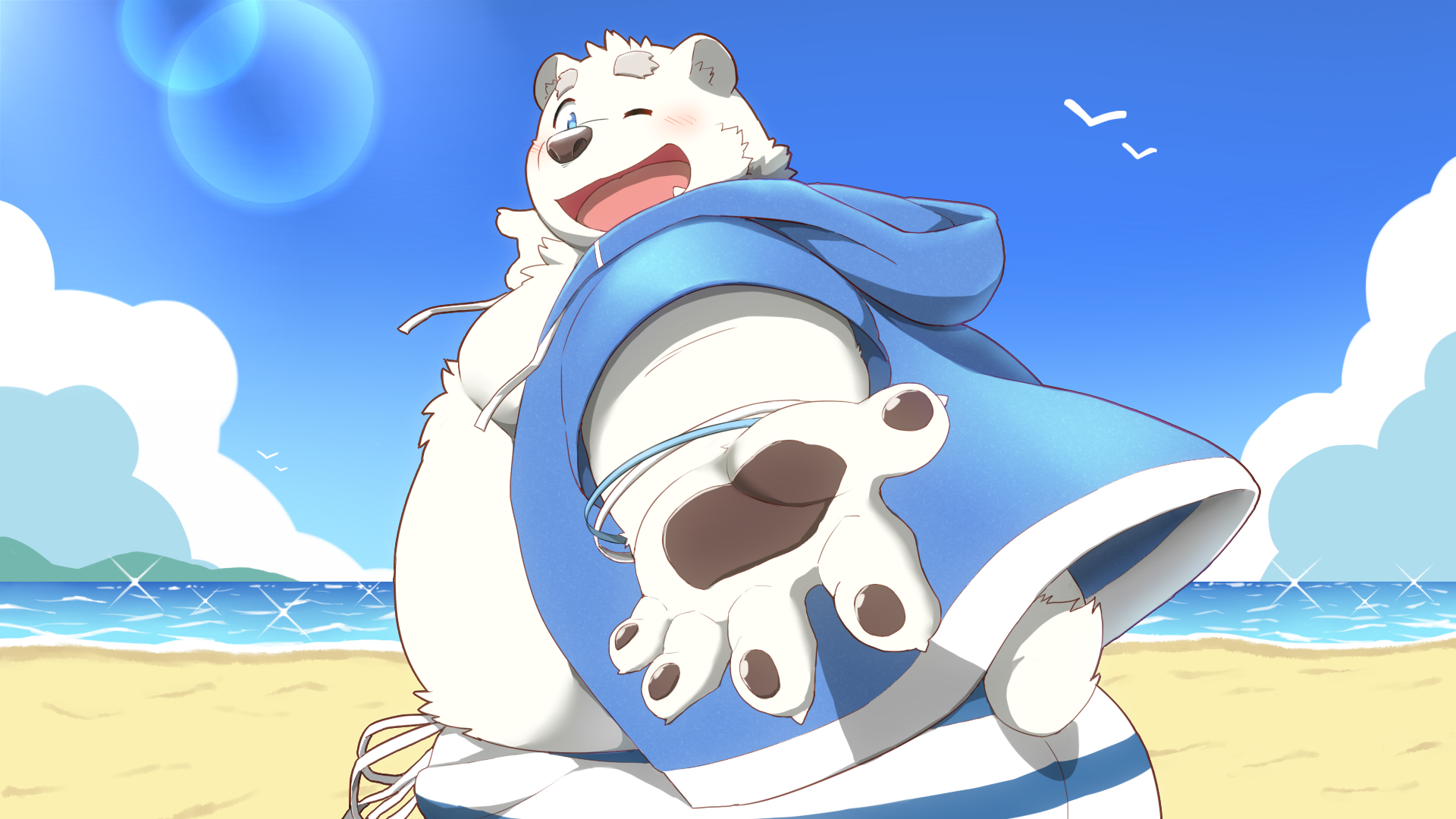 The Big ImageBoard (TBIB) - 12beat13 16:9 2017 anthro beach bear blush ...