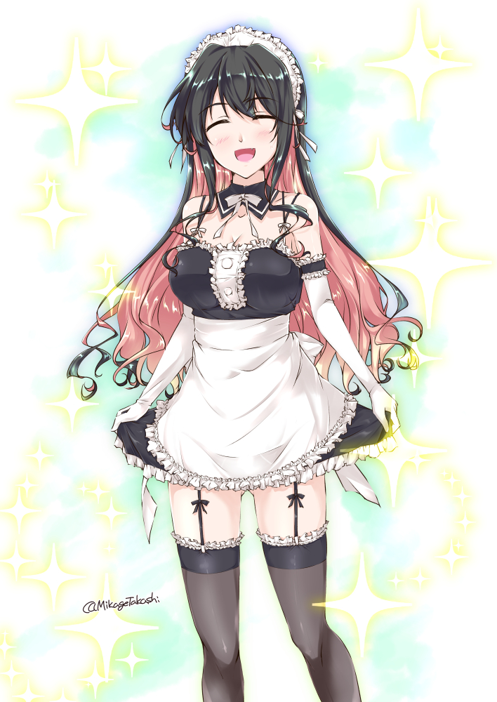 The Big ImageBoard (TBIB) - 1girl alternate costume apron ass visible through thighs black dress ...