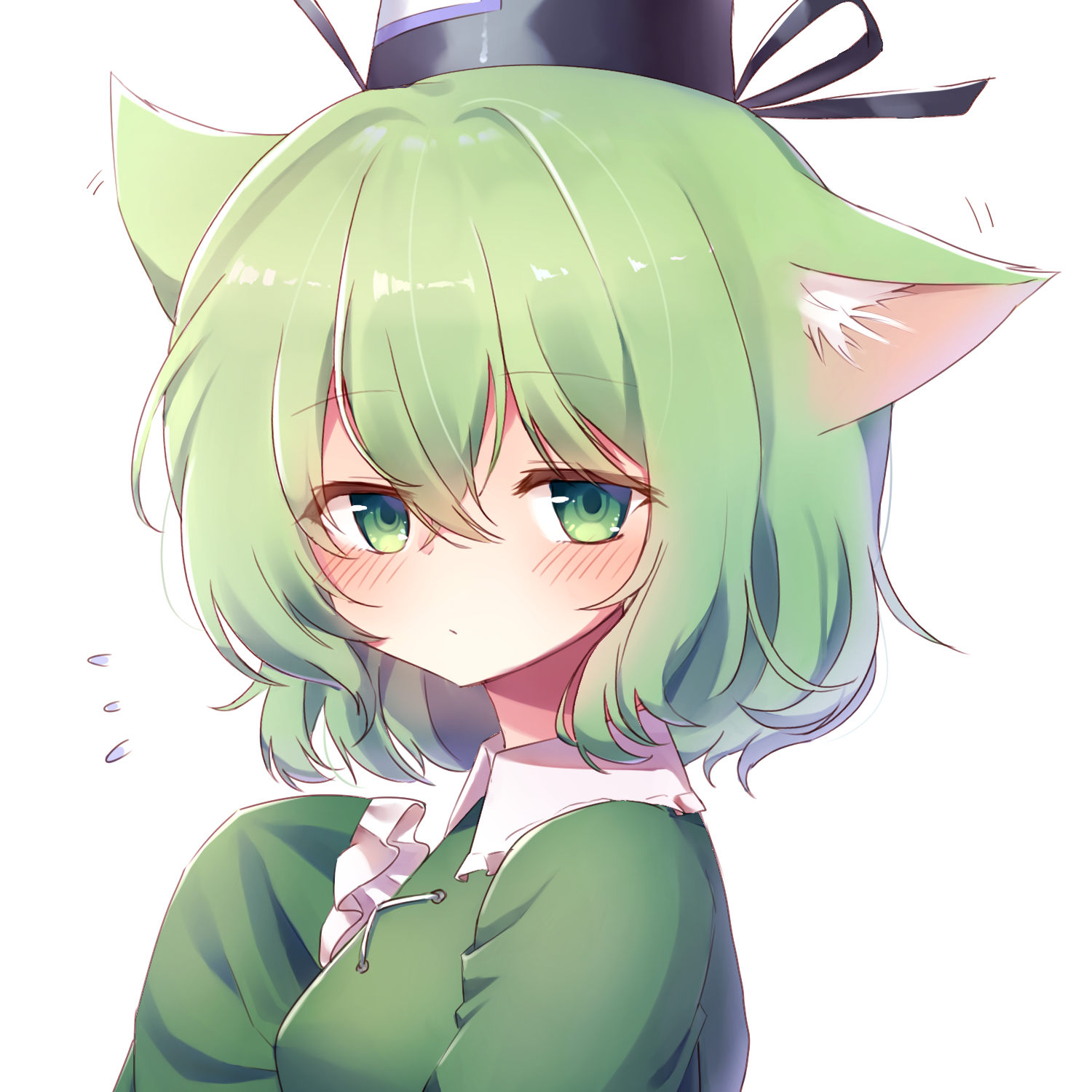 The Big ImageBoard (TBIB) - 1girl :/ animal ear fluff animal ears aqua eyes black hat blush cat ...