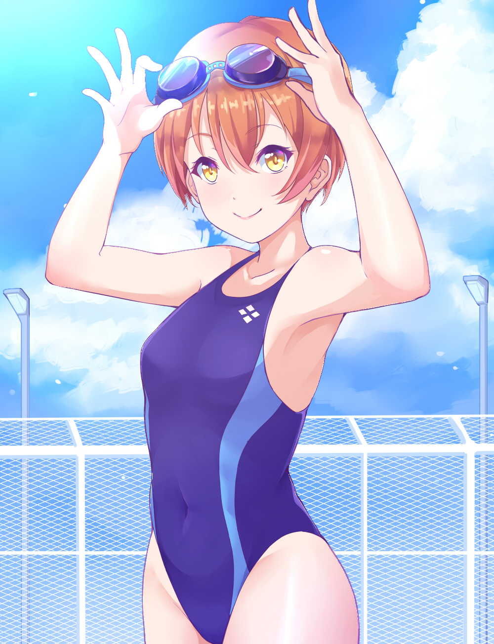 The Big Imageboard Tbib Adjusting Eyewear Blue Swimsuit Collarbone