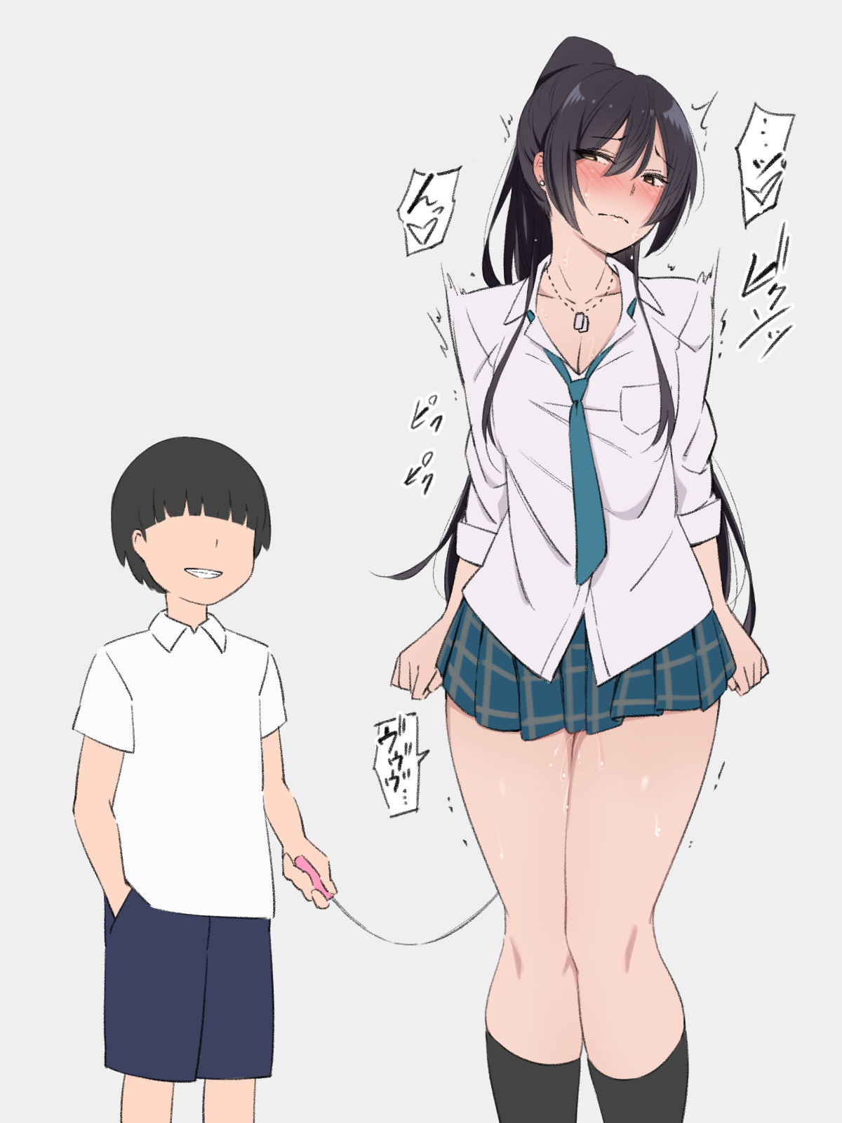 The Big ImageBoard (TBIB) - 1boy 1girl age difference black hair black socks blue necktie blush ...
