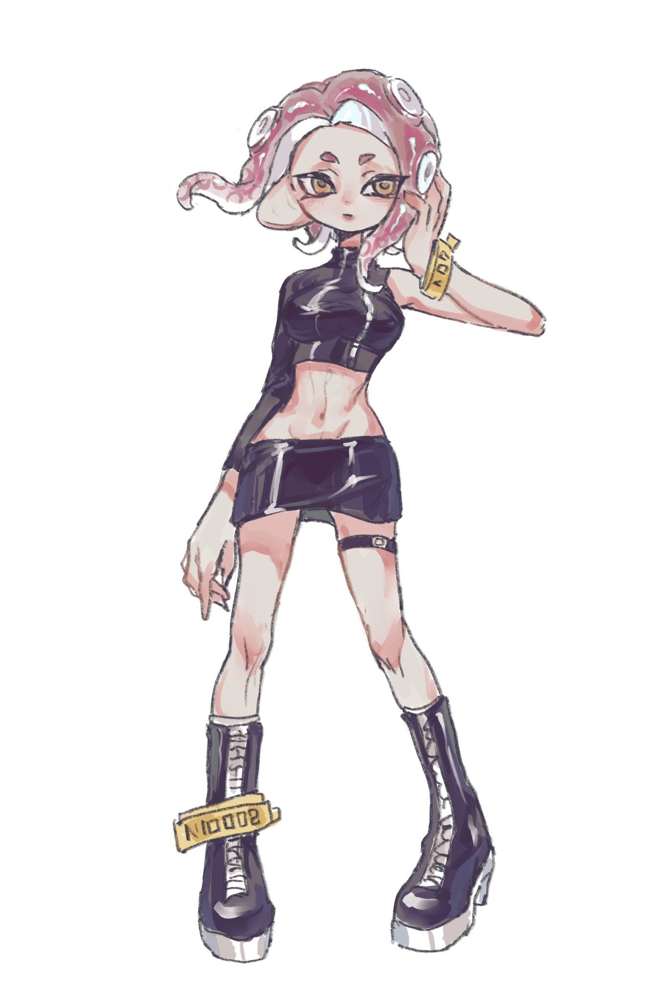 The Big ImageBoard (TBIB) - 1girl agent 8 (splatoon) black footwear black skirt boots breasts ...