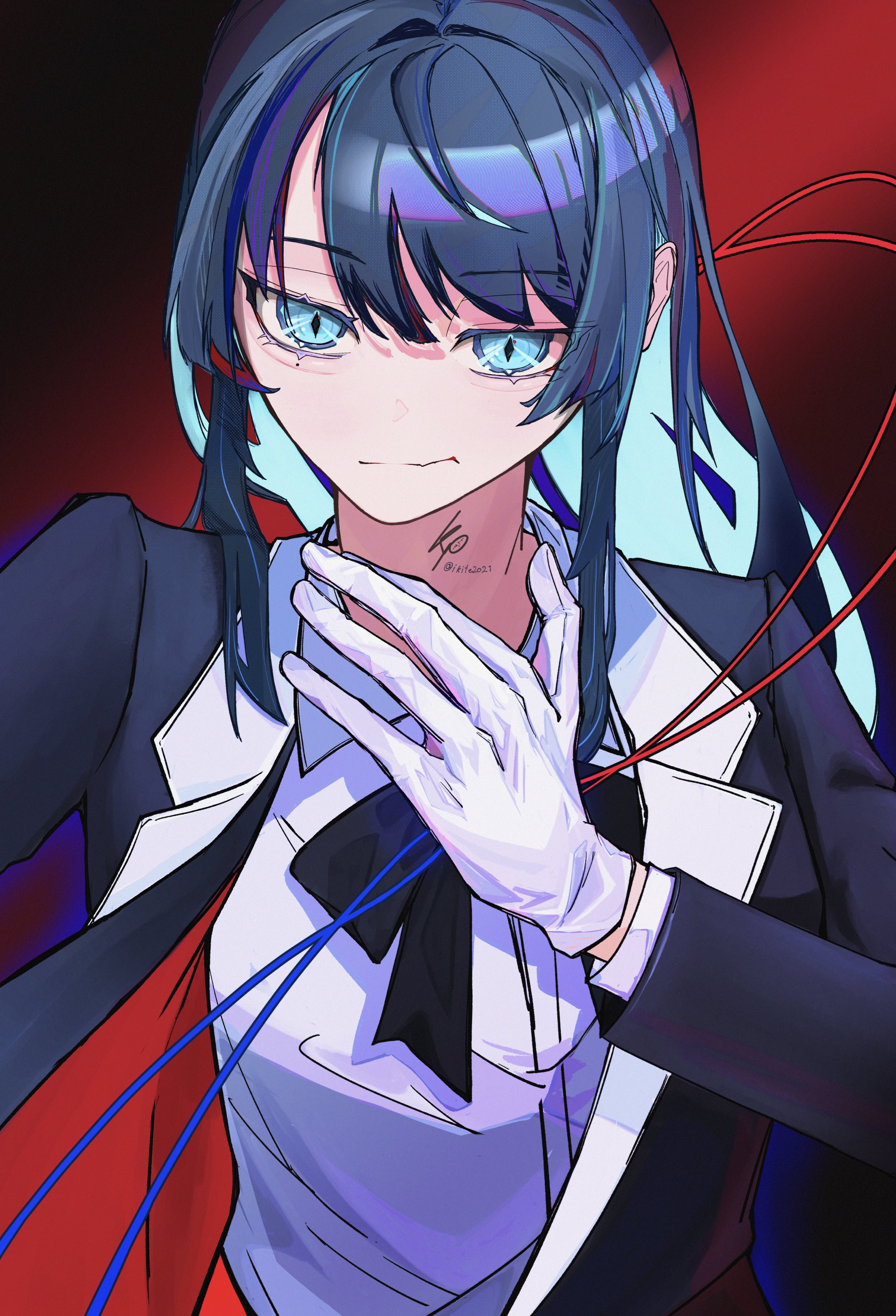 The Big ImageBoard (TBIB) - 1girl absurdres ado (utaite) black bow black bowtie black coat black ...