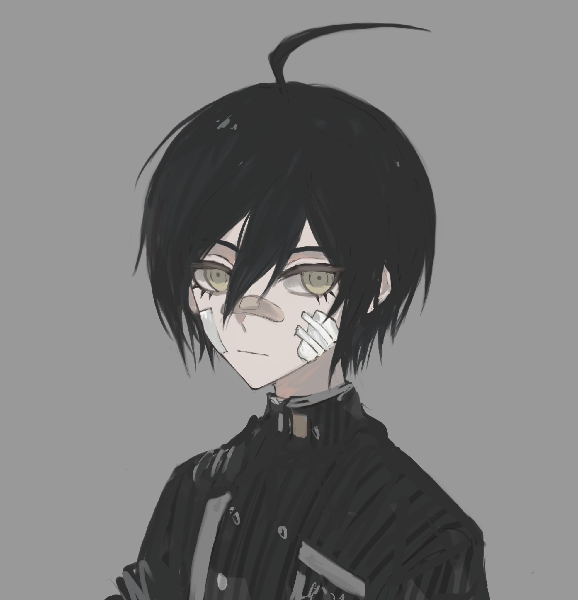 The Big ImageBoard (TBIB) - 1boy ahoge bandaid bandaid on cheek bandaid on face bandaid on nose ...