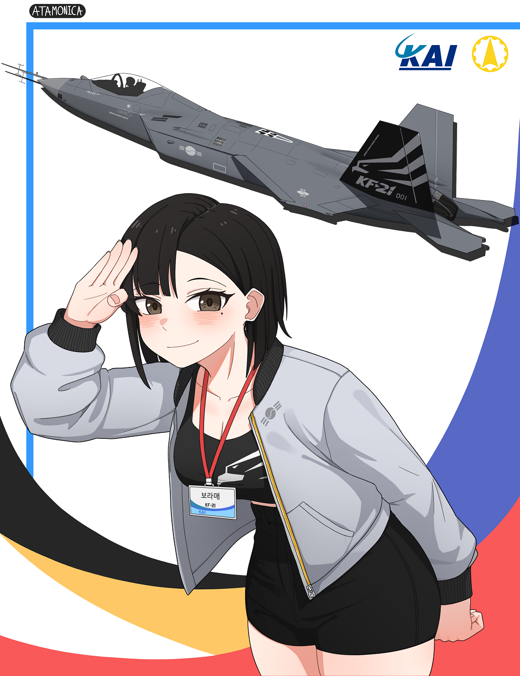 The Big ImageBoard (TBIB) - 1girl aircraft airplane artist name atamonica black hair black shirt ...