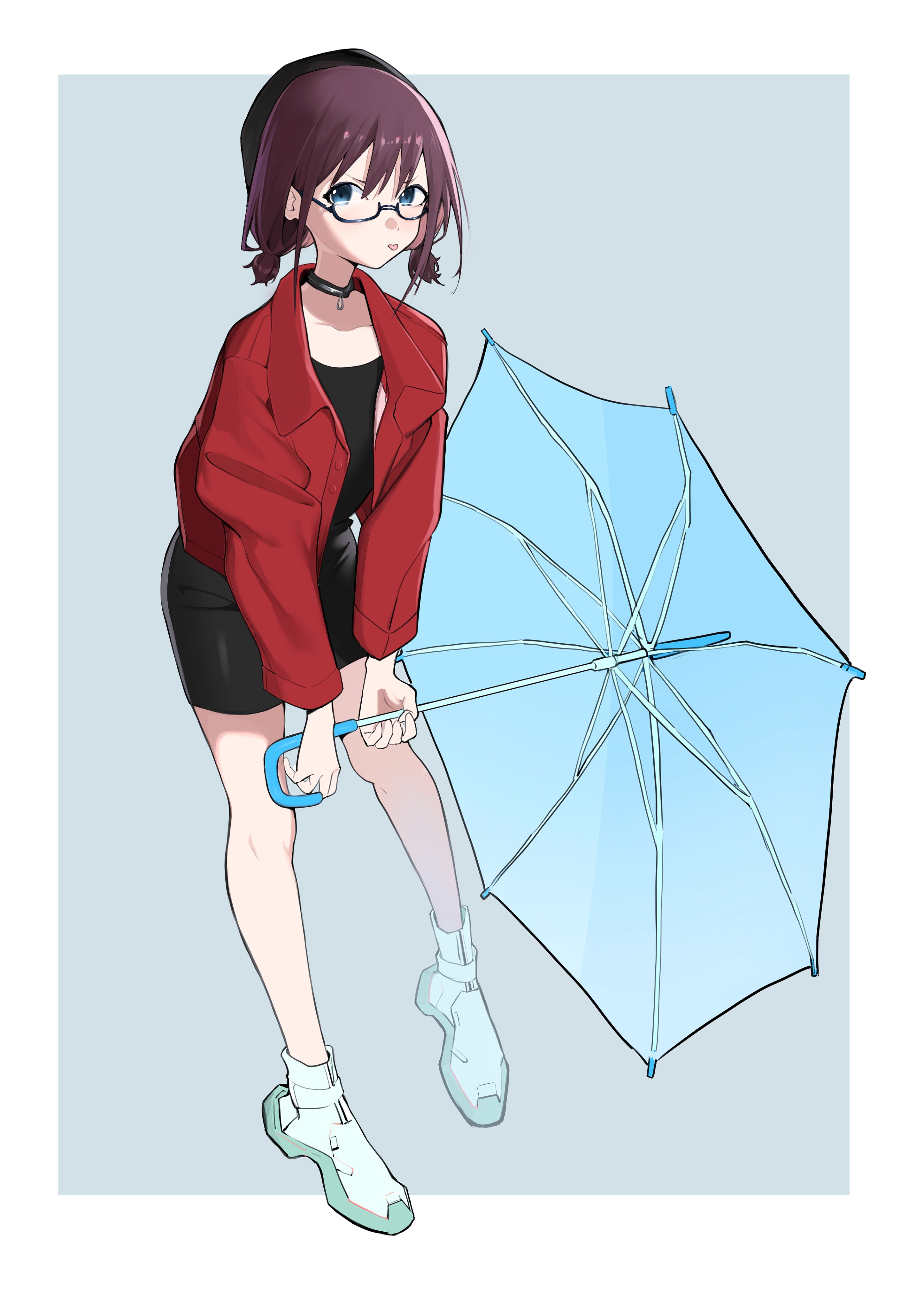 The Big ImageBoard (TBIB) - 1girl absurdres akiyama-mon black choker black hat black shirt black ...