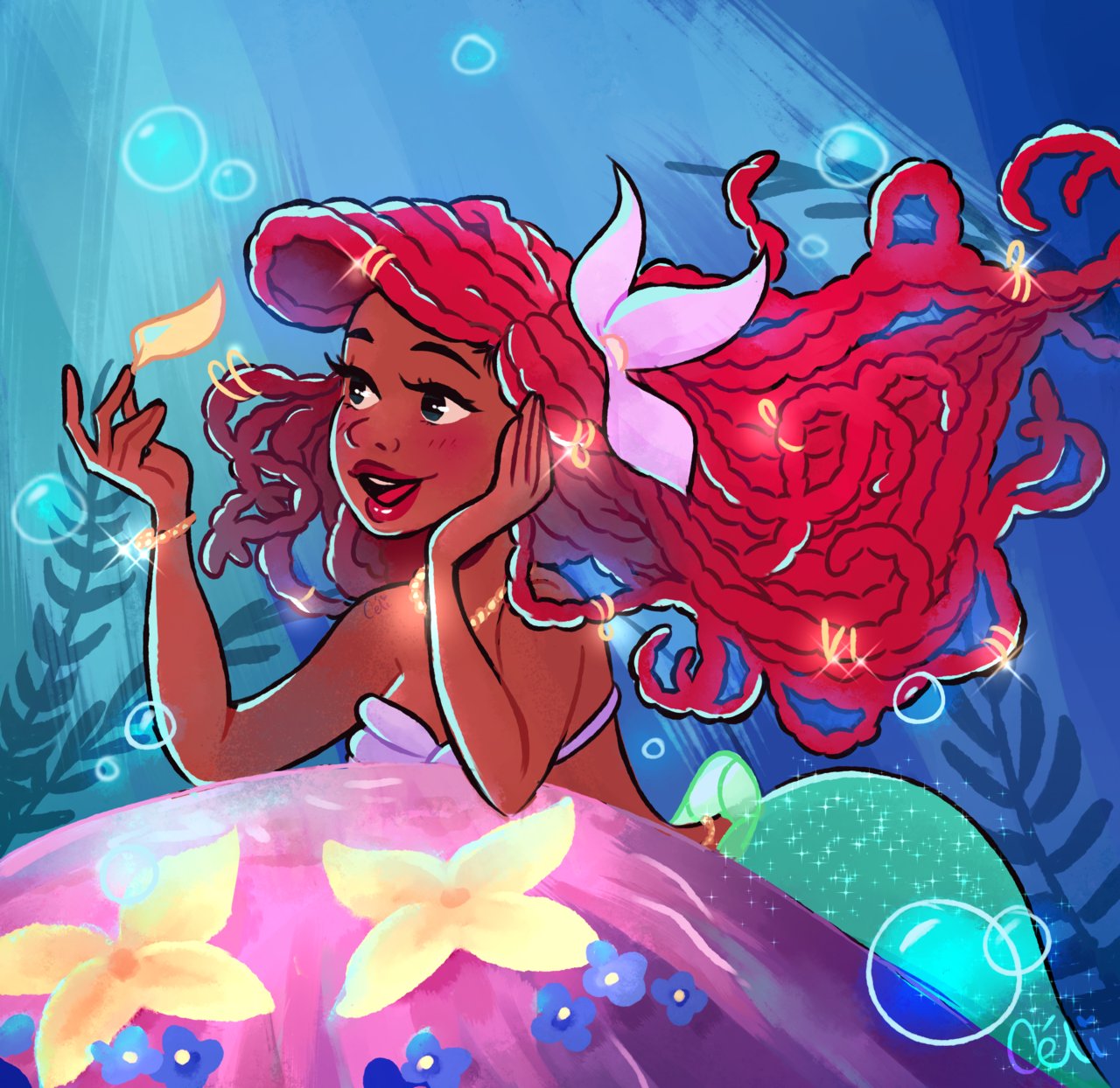The Big Imageboard Tbib 1girl Air Bubble Ariel Disney Black Eyes Blush Breasts Bubble