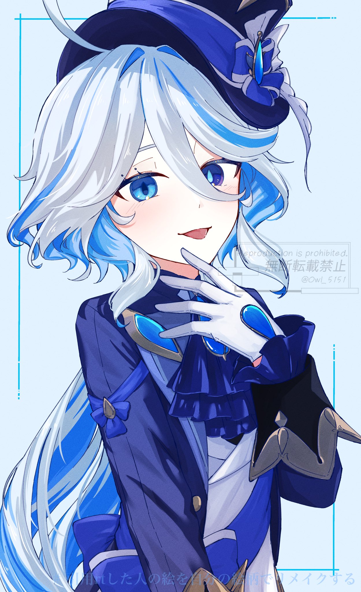 The Big ImageBoard (TBIB) - 1girl ahoge ascot asymmetrical gloves black ascot black gloves blue ...