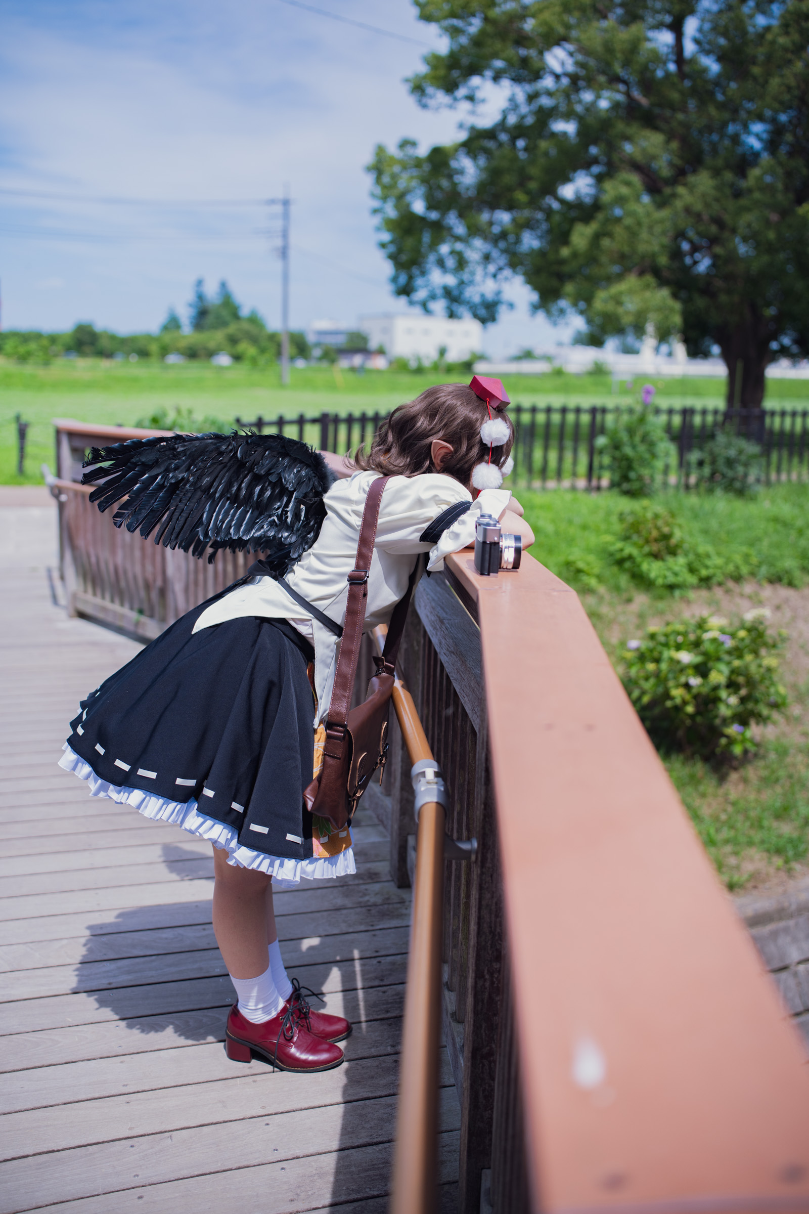The Big ImageBoard (TBIB) - 1girl absurdres bag black wings blurry ...