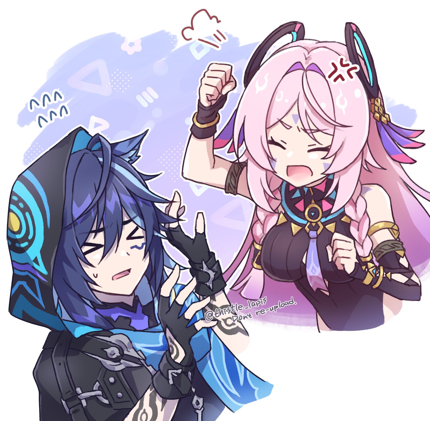 The Big ImageBoard (TBIB) - 1boy 1girl anger vein angry animal ears bare shoulders black gloves ...