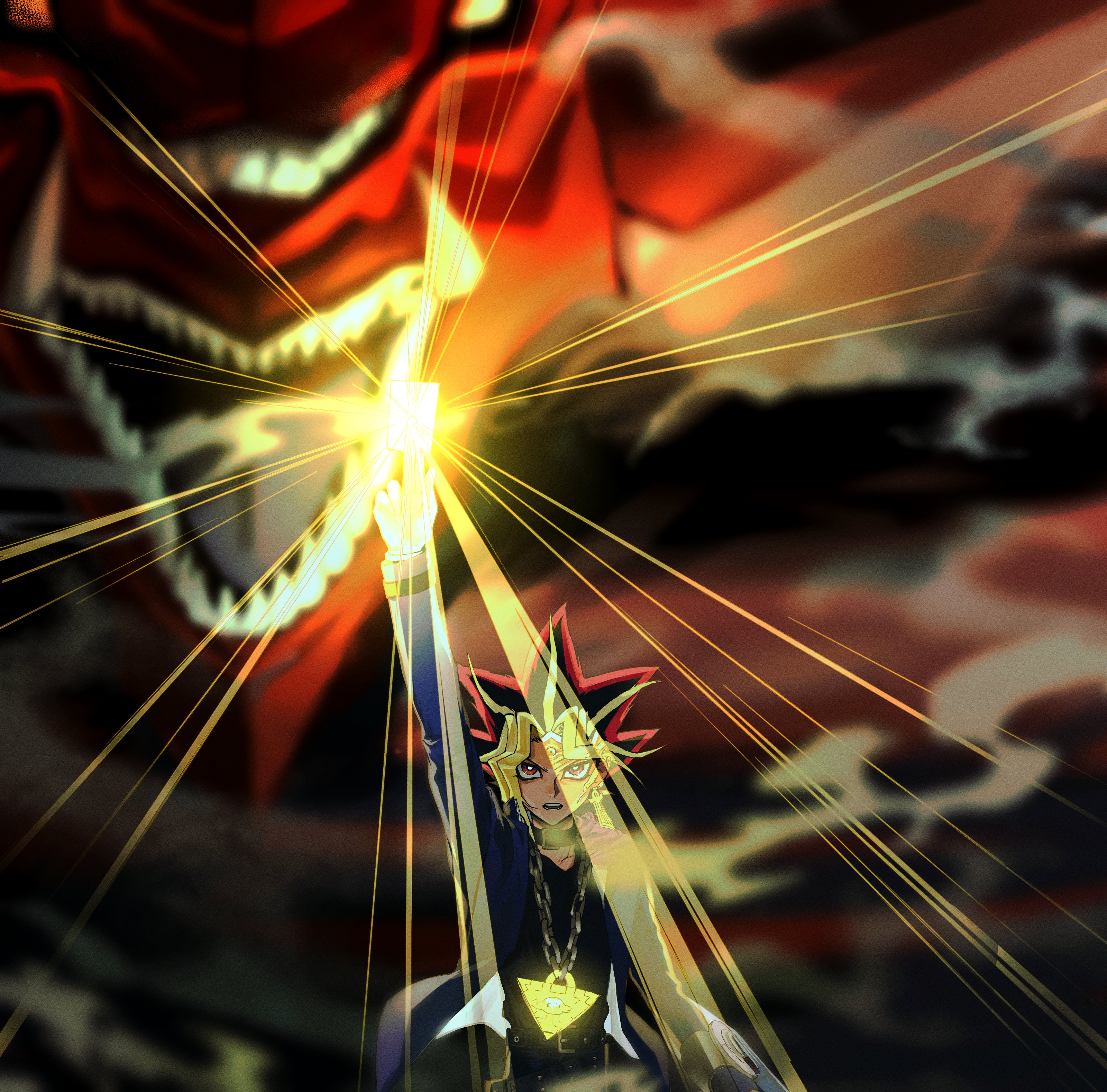 The Big ImageBoard (TBIB) - 1boy absurdres arm up atem black hair black ...