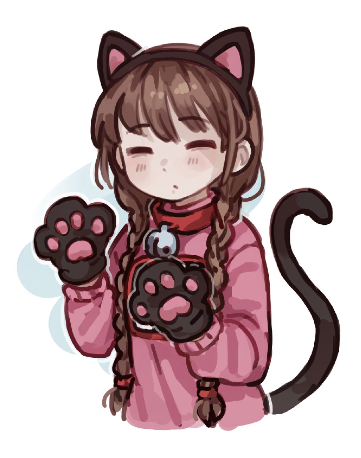 The Big ImageBoard (TBIB) - 1girl animal ear hairband animal ears animal hands bell braid brown ...