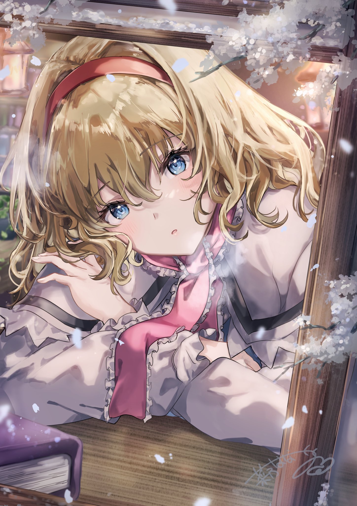 The Big ImageBoard (TBIB) - 1girl alice margatroid arms on table blonde hair blue eyes book ...