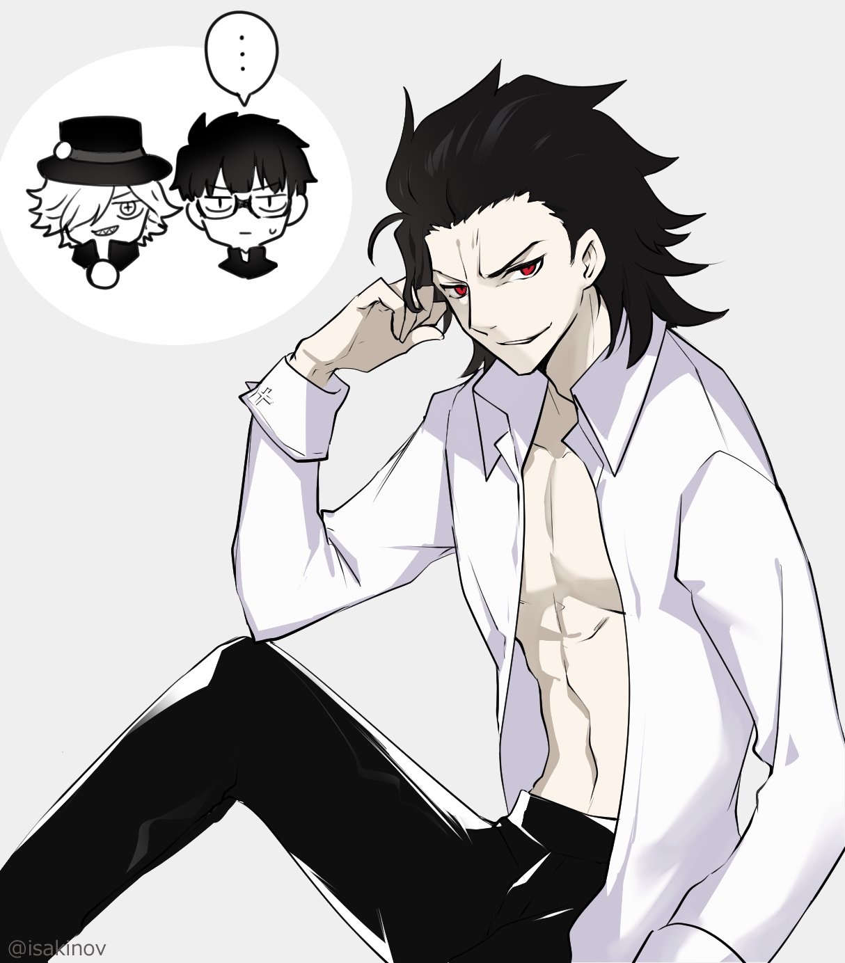 The Big ImageBoard (TBIB) - ... 3boys abs black hair black pants chibi ...