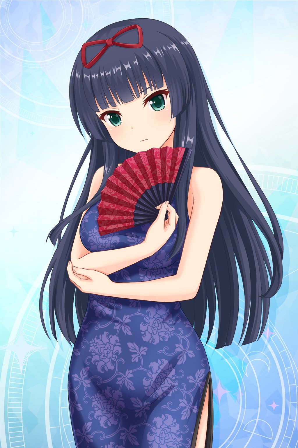 The Big Imageboard Tbib Alternative Girls Bangs Bare Shoulders Blue