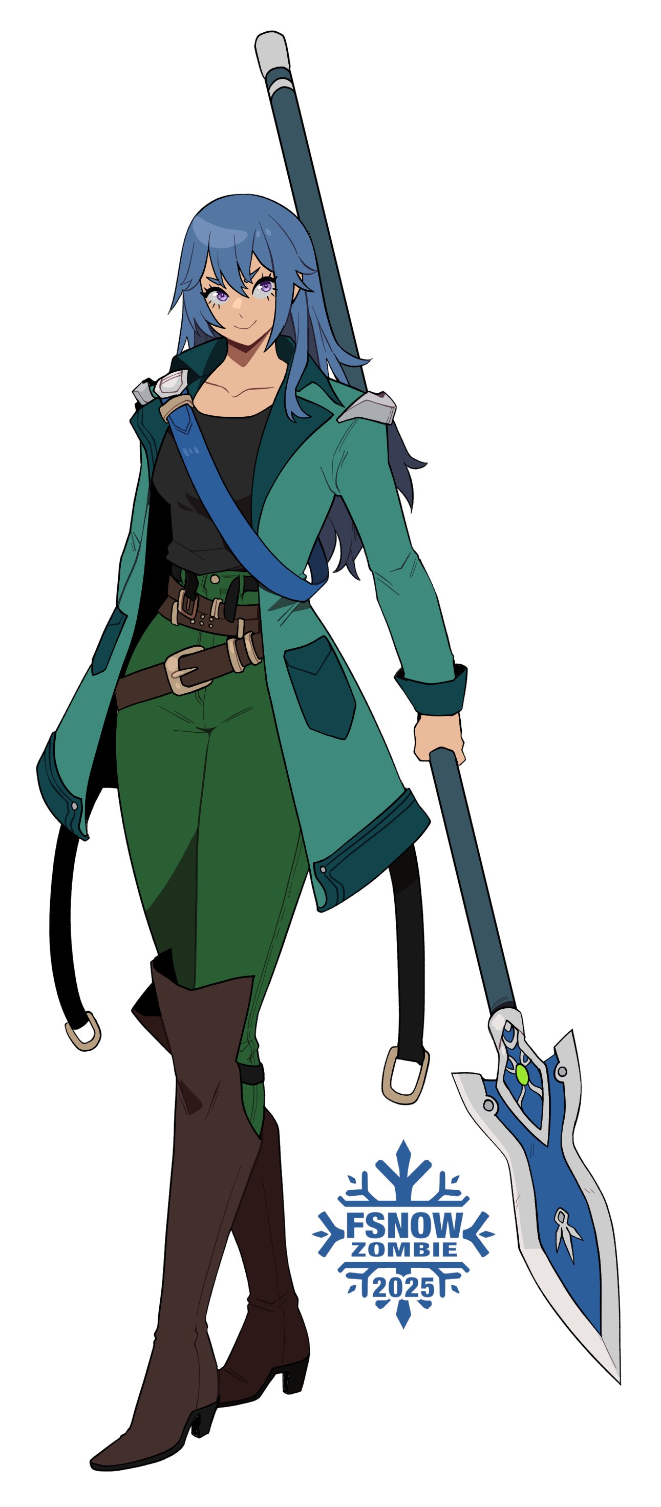 The Big ImageBoard (TBIB) - 1girl absurdres artist logo blue eyes blue hair boots coat ...