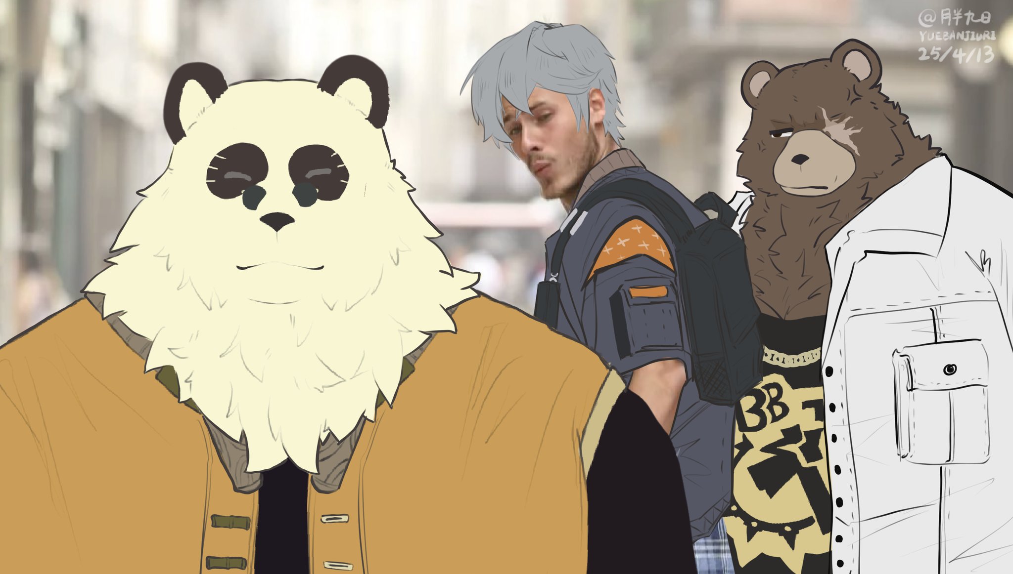 The Big ImageBoard (TBIB) - 3boys animal ears artist name bara bear boy ...