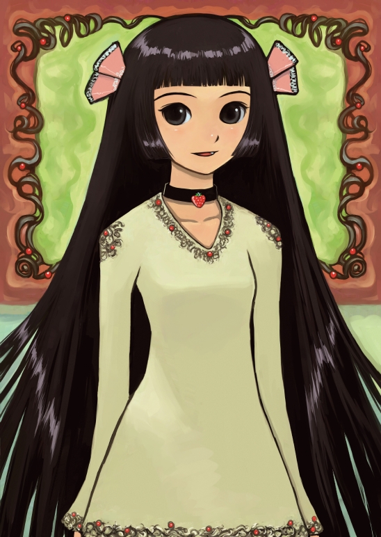 The Big ImageBoard (TBIB) - 1girl artist request black choker black hair blunt bangs blunt ...