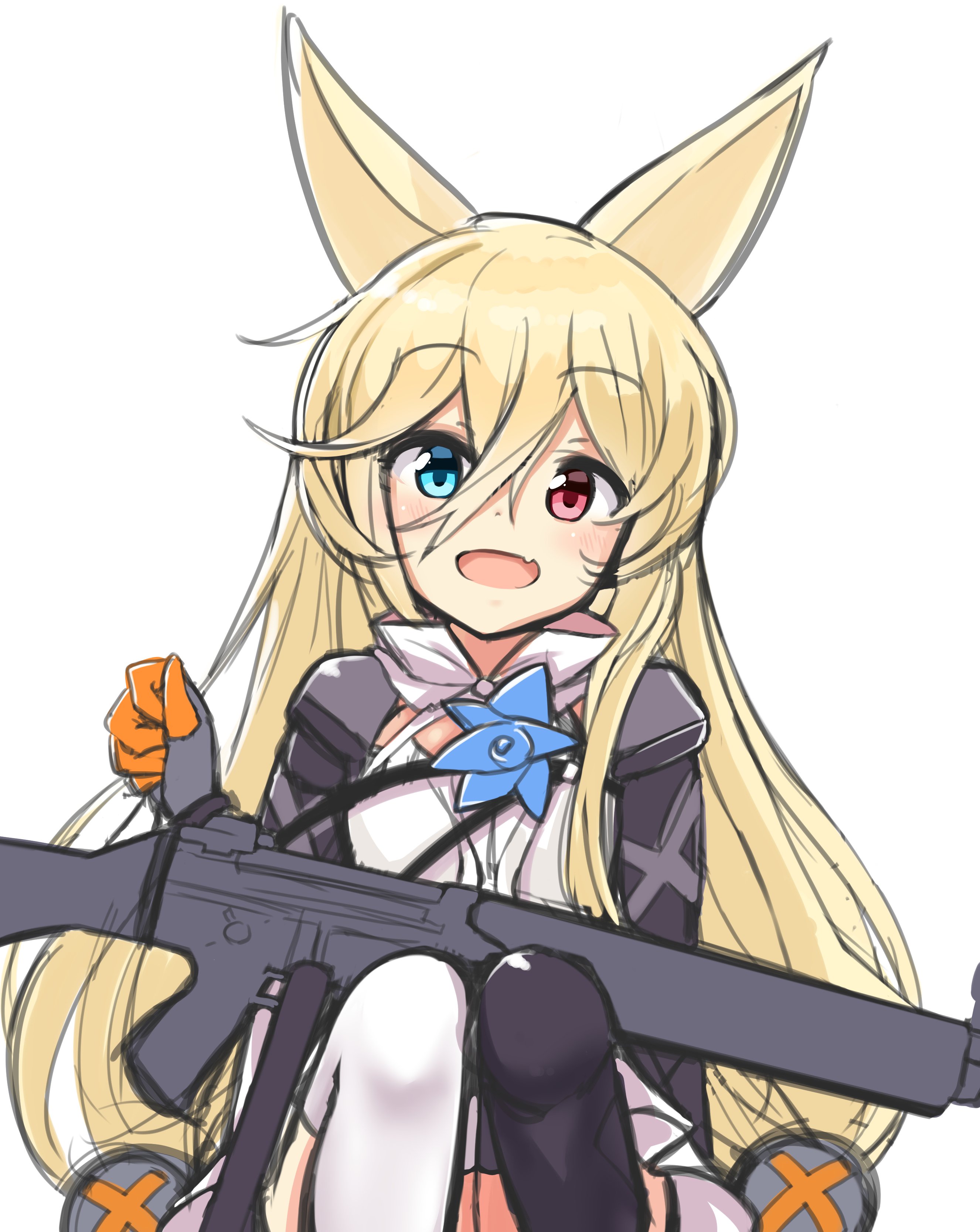 The Big ImageBoard (TBIB) - :d absurdres animal ears assault rifle blonde hair blue eyes ...
