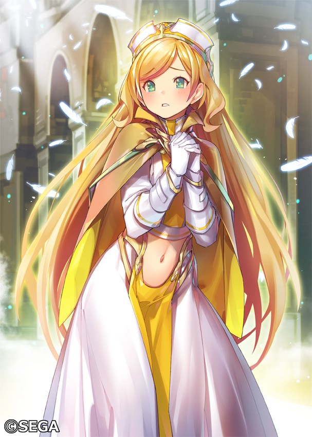 The Big Imageboard Tbib 1girl Arch Blonde Hair Blue Eyes Blush Cape