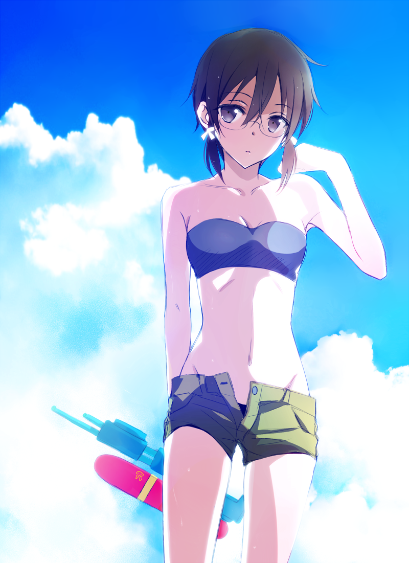The Big ImageBoard (TBIB) - 1girl asada shino bikini black bikini black eyes black hair blue sky ...