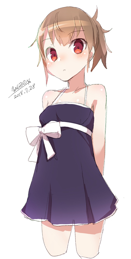 The Big ImageBoard (TBIB) - bangs bare shoulders blue dress blush bow breasts brown hair closed ...