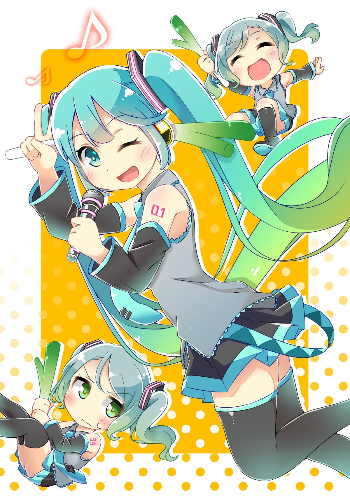 The Big ImageBoard (TBIB) - 3girls ;d ^ ^ aqua hair aqua necktie arm up ...