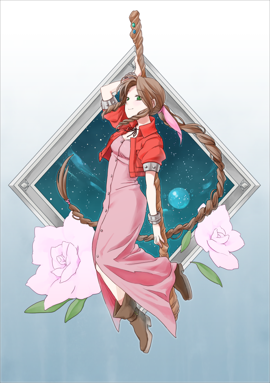 The Big ImageBoard (TBIB) - 1girl aerith gainsborough boots bow braid ...