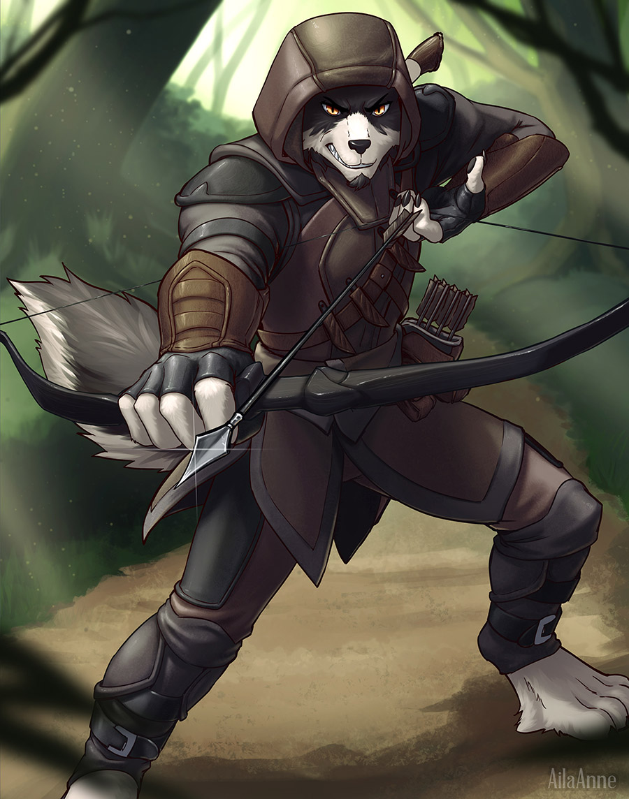 The Big ImageBoard (TBIB) - ailaanne angry anthro arrow glint bow (weapon) canid canine canis ...