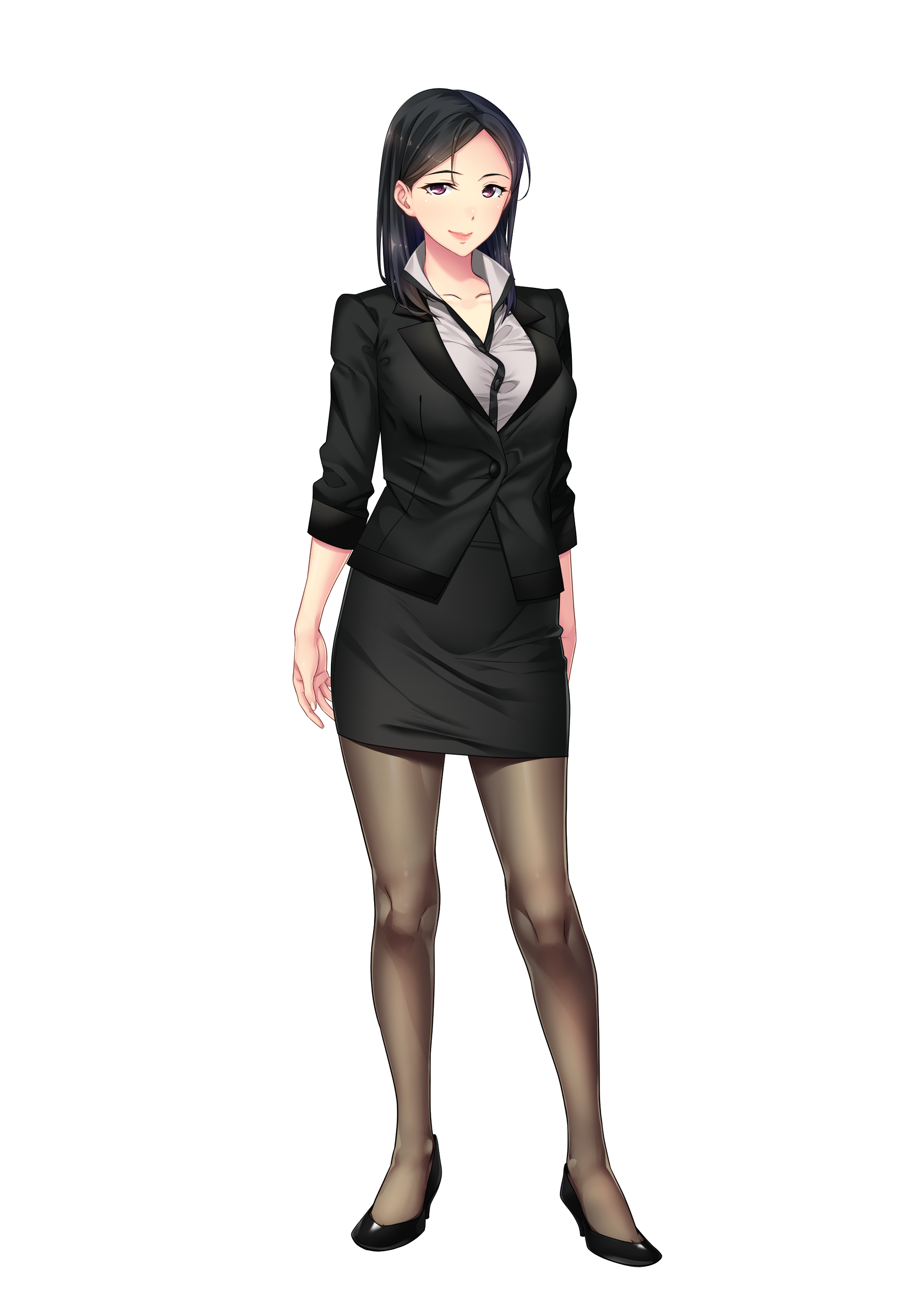 The Big Imageboard Tbib 1girl Black Hair Black Skirt Breasts Bubuzuke Closed Mouth Feet