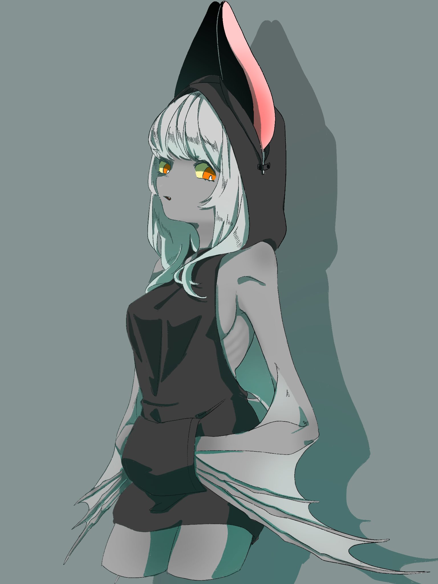 The Big Imageboard Tbib 19nosizima 1girl Bat Bat Wings Furry Grey
