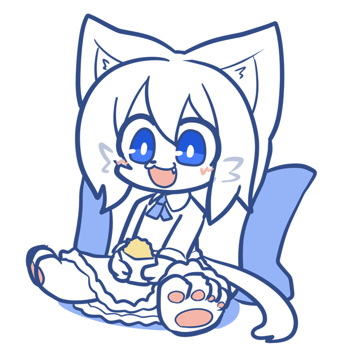 The Big Imageboard Tbib 1girl Blue Eyes Cat Eating Furry Kowinuko