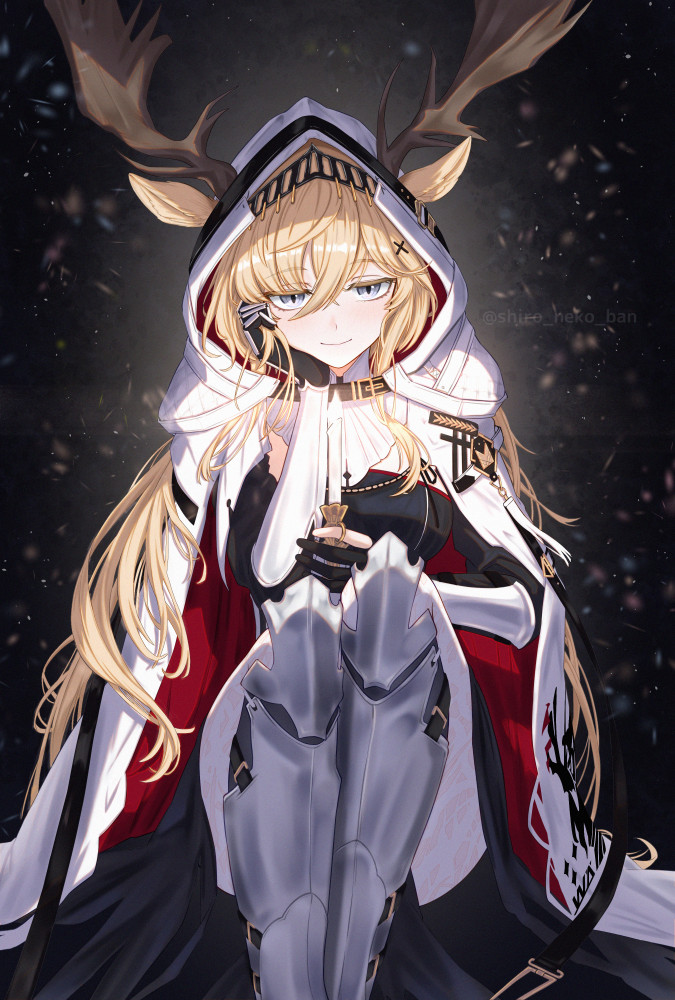 The Big ImageBoard (TBIB) - 1girl animal ears antlers arknights armor blonde hair blue eyes ...