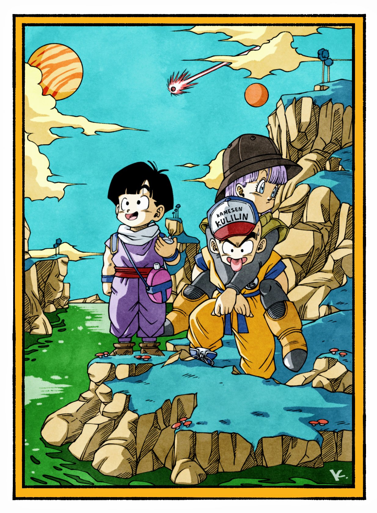 The Big ImageBoard (TBIB) - 1boy 2girls alternate colored grass ...